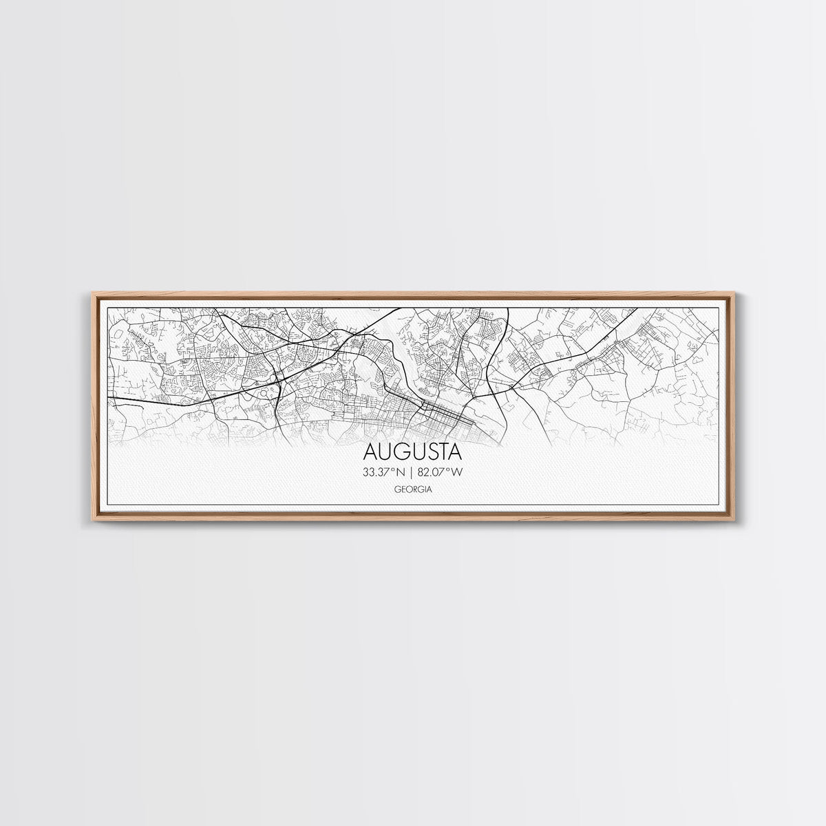 Panoramic Augusta City Map, Georgia Art, Map Print, Minimalist Wall Ar