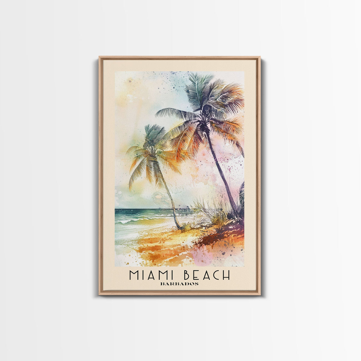 Miami Beach, Barbados Watercolor Beach Print, Vacation Gift, Barbados
