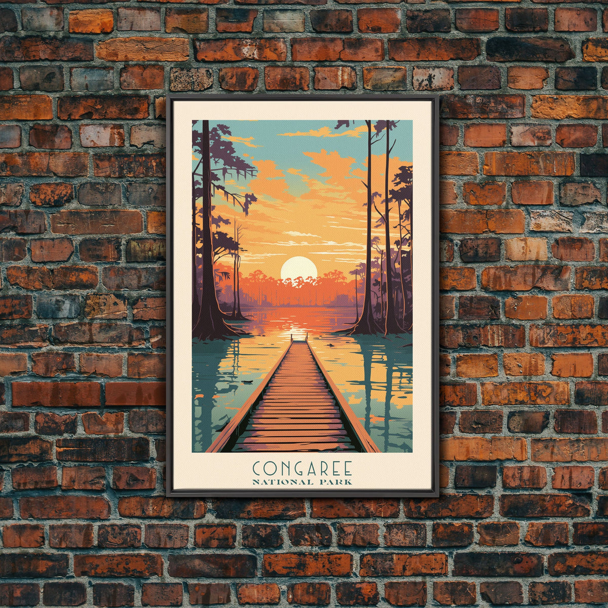 Congaree National Park Travel Poster Print, Canvas Print Wall Art, Sou