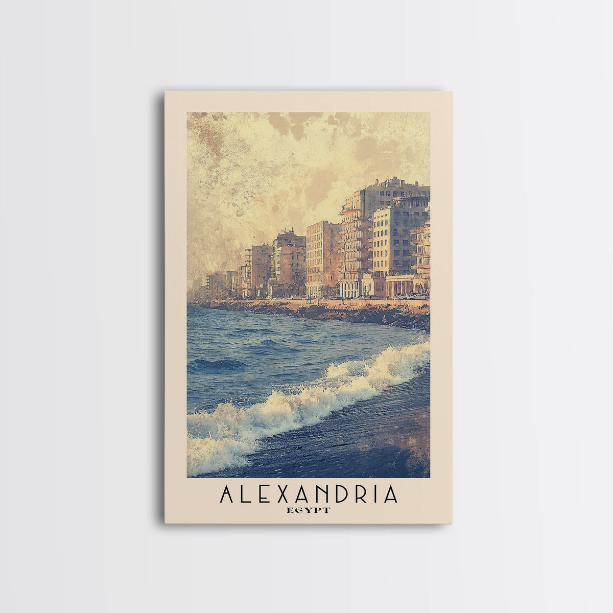 Alexandria, Egypt Watercolor Beach Print, Vacation Gift, Egypt Wall Ar