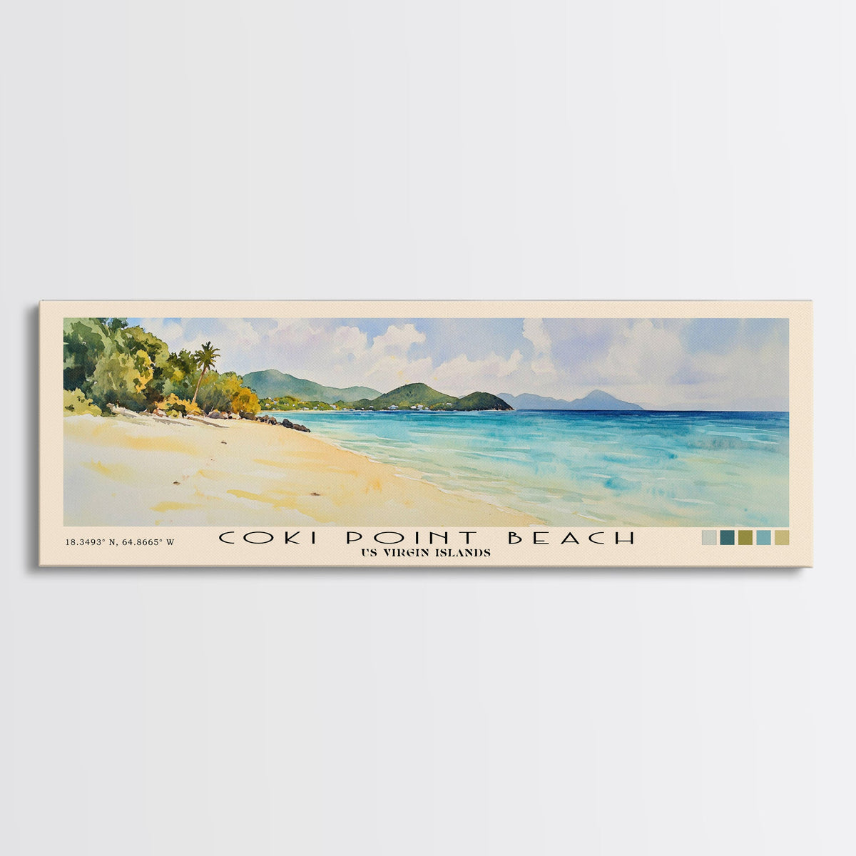 Coki Point Beach, US Virgin islands Watercolor Print, Vacation Gift, U