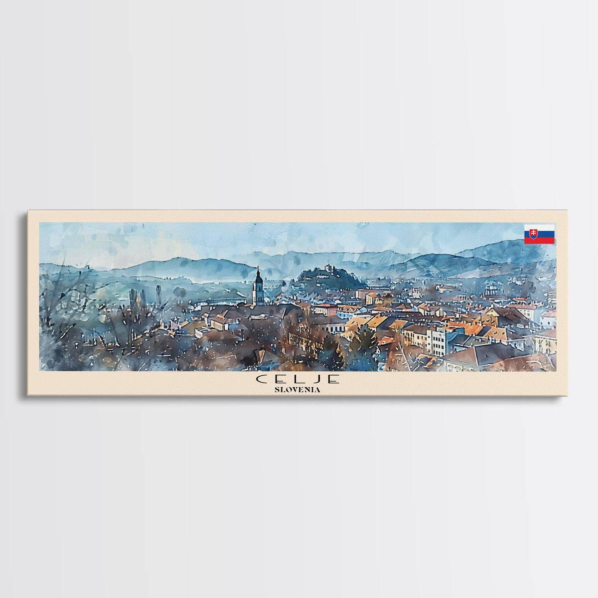 Celje Slovenia Panoramic Travel Poster, Framed Canvas Print or Metal W