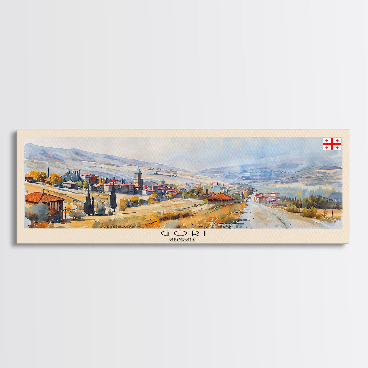 Gori Georgia Travel Print Wall Art, Panoramic City Art, Travel Art, Wa