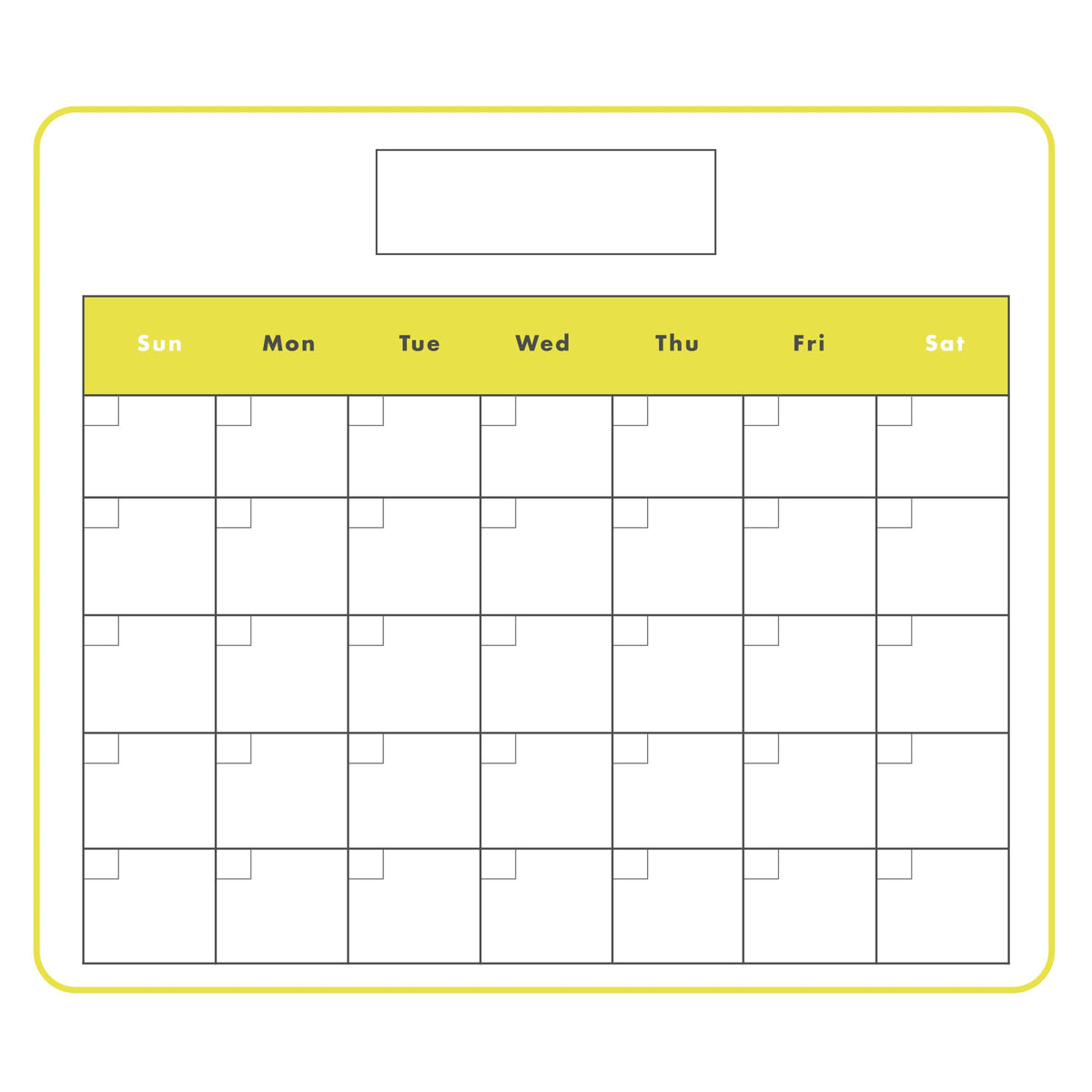 Calendars: Yellow Modern One Month Calendar Dry Erase - Removable Adhe