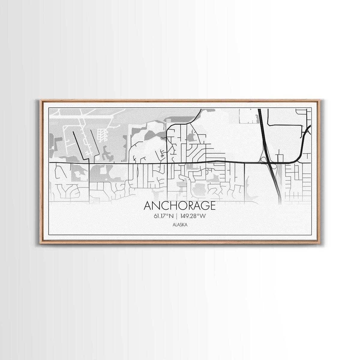 Anchorage Street Map, Alaska Map, Map Print, Modern Art, Wall Art, Can