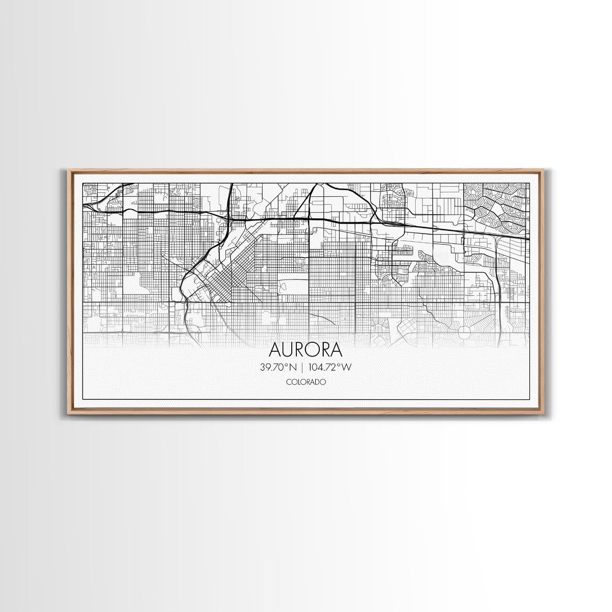 Aurora Street Map, Colorado Map, Map Print, Modern Art, Wall Art, Canv