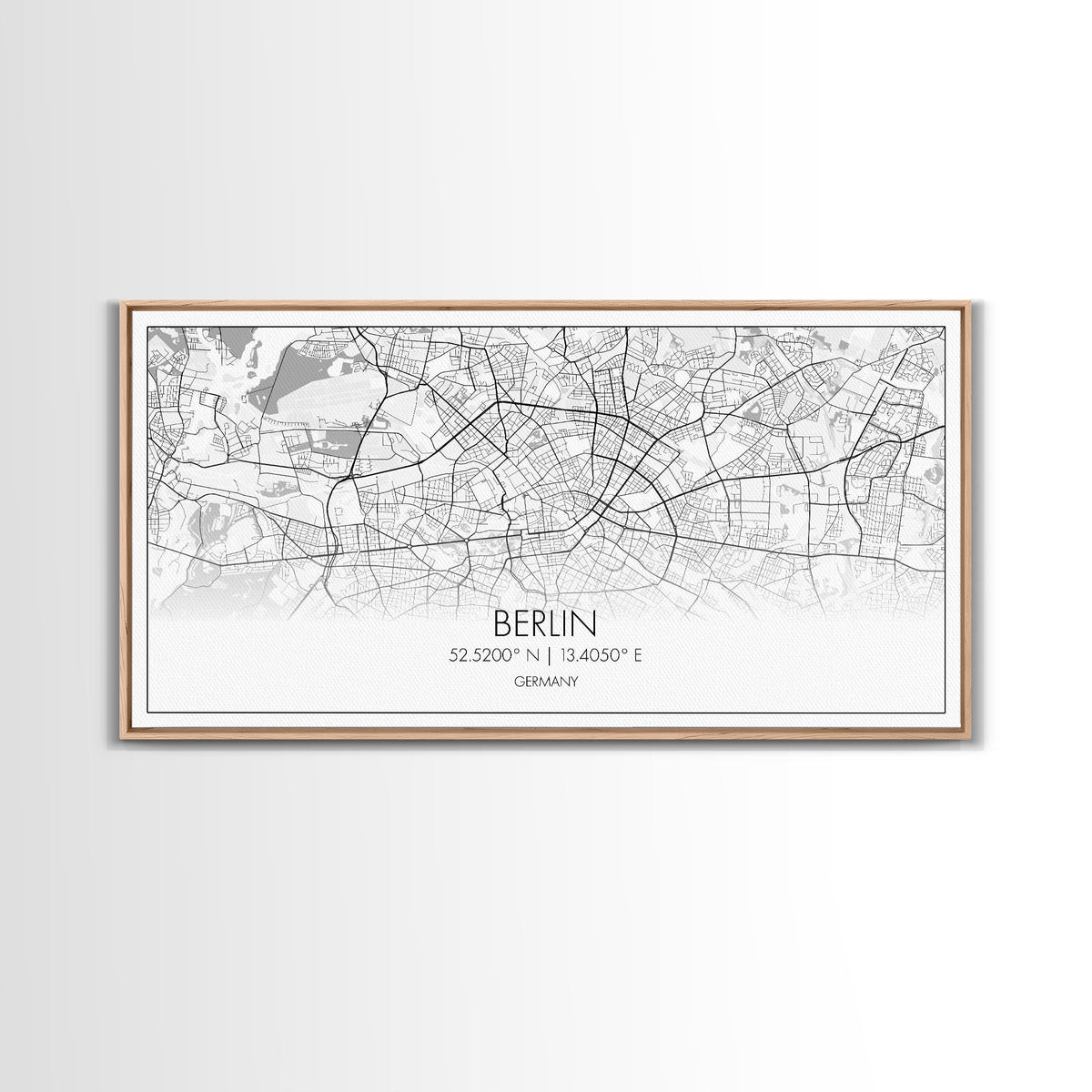Berlin Street Map, Germany Map, Map Print, Modern Art, Wall Art, Canva