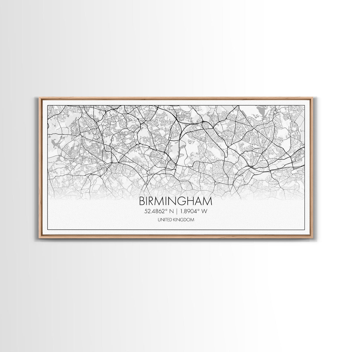 Birmingham Street Map, United Kingdom Map, Map Print, Modern Art, Wall