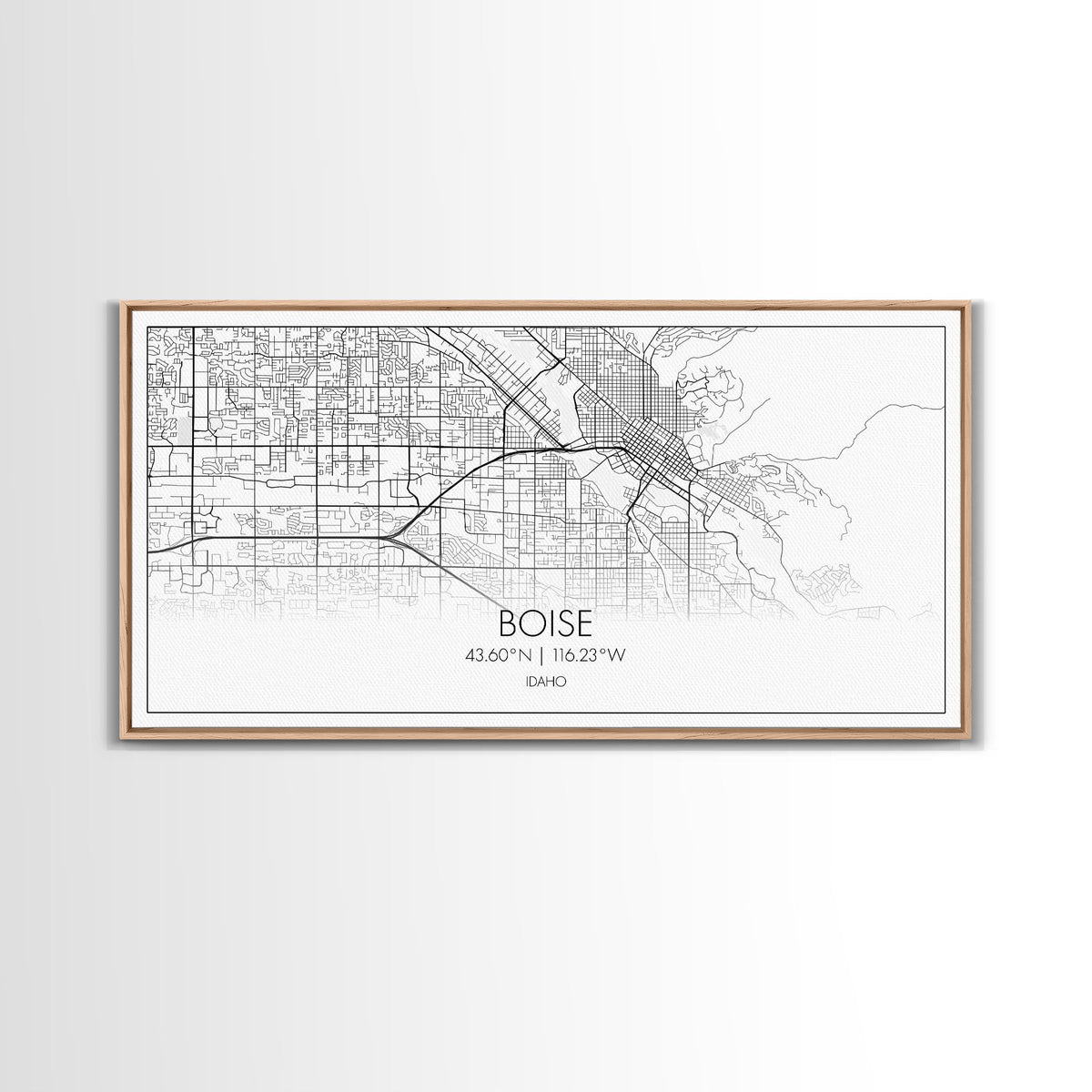 Boise Street Map, Idaho Map, Map Print, Modern Art, Wall Art, Canvas A