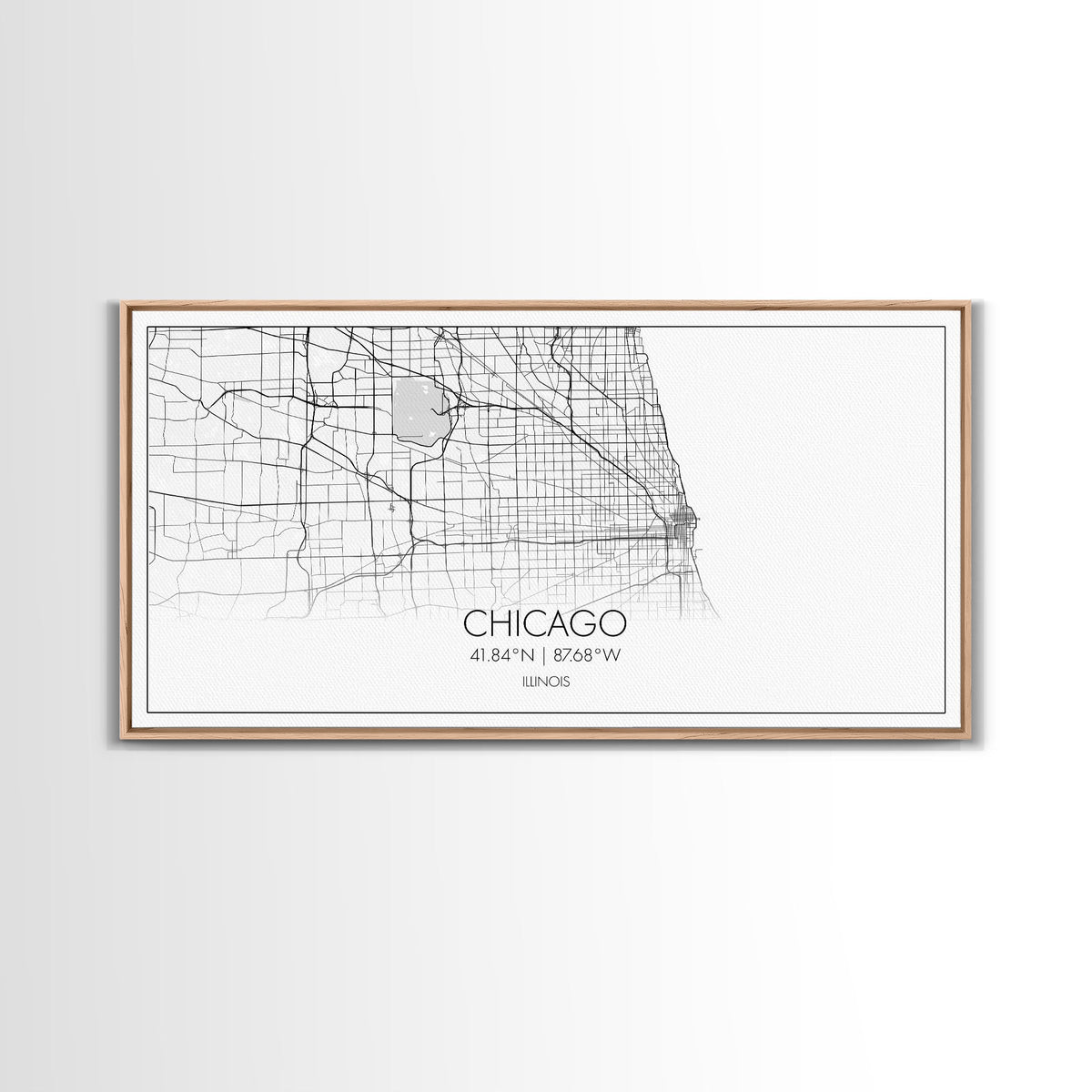 Chicago Street Map, Illinois Map, Map Print, Modern Art, Wall Art, Can