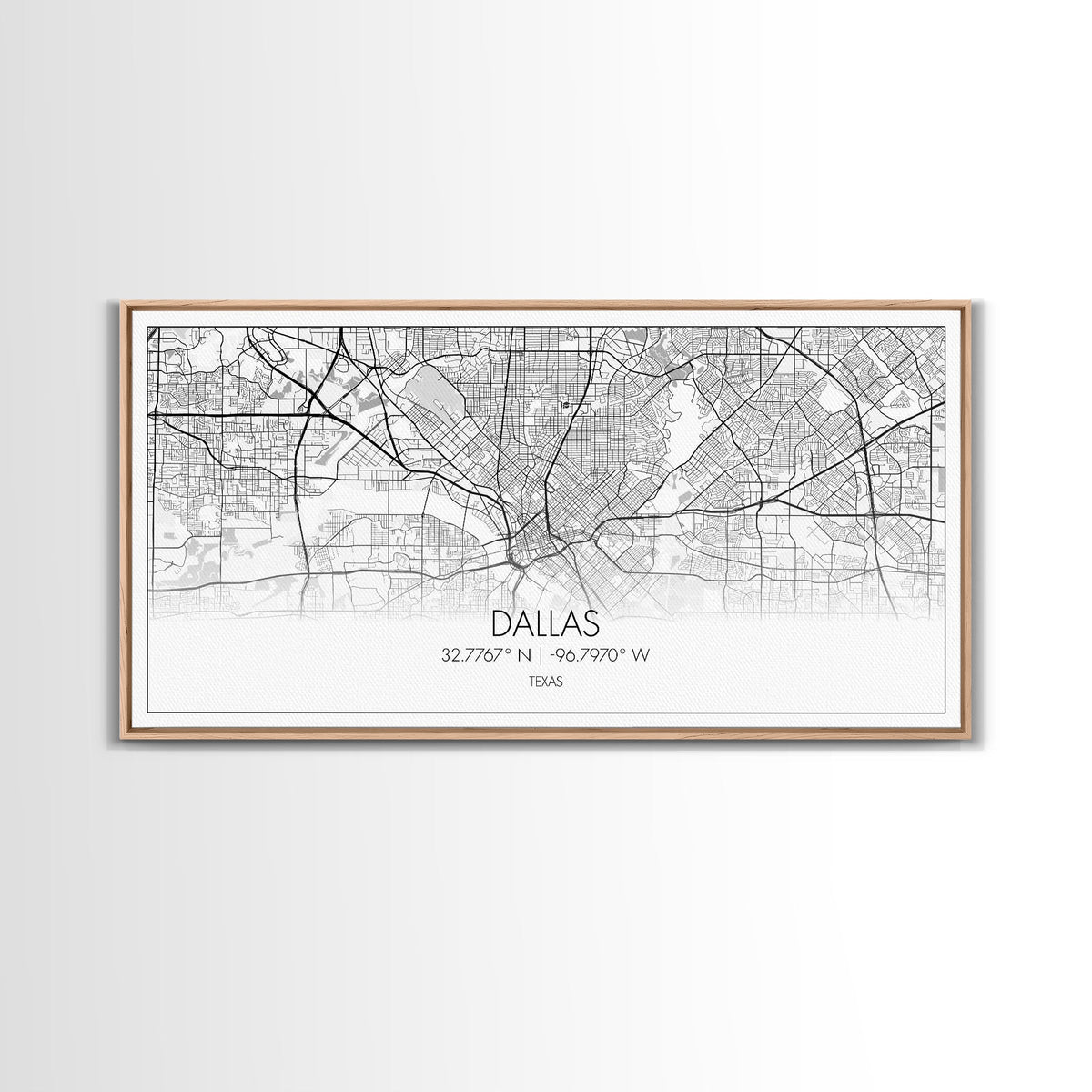 Dallas Street Map, Texas Map, Map Print, Minimalist Art, Wall Art, Can