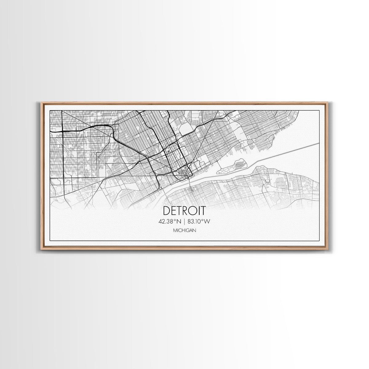 Detroit Street Map, Michigan Map, Map Print, Minimalist Art, Wall Art,