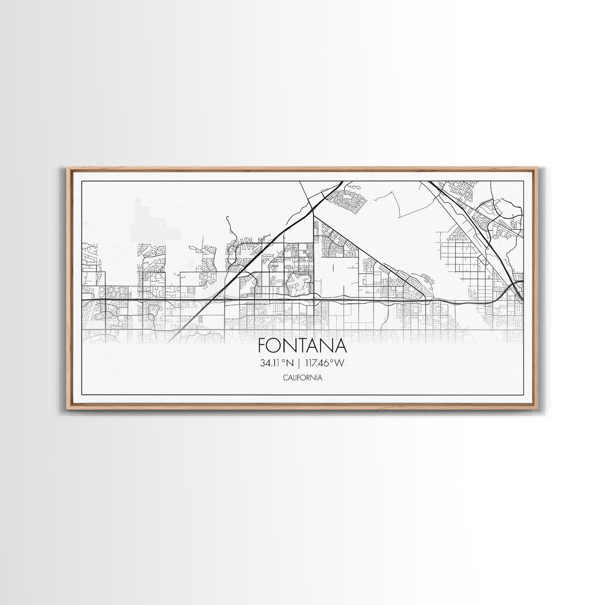 Fontana Street Map, California Map, Map Art, Minimalist Art, Wall Art,