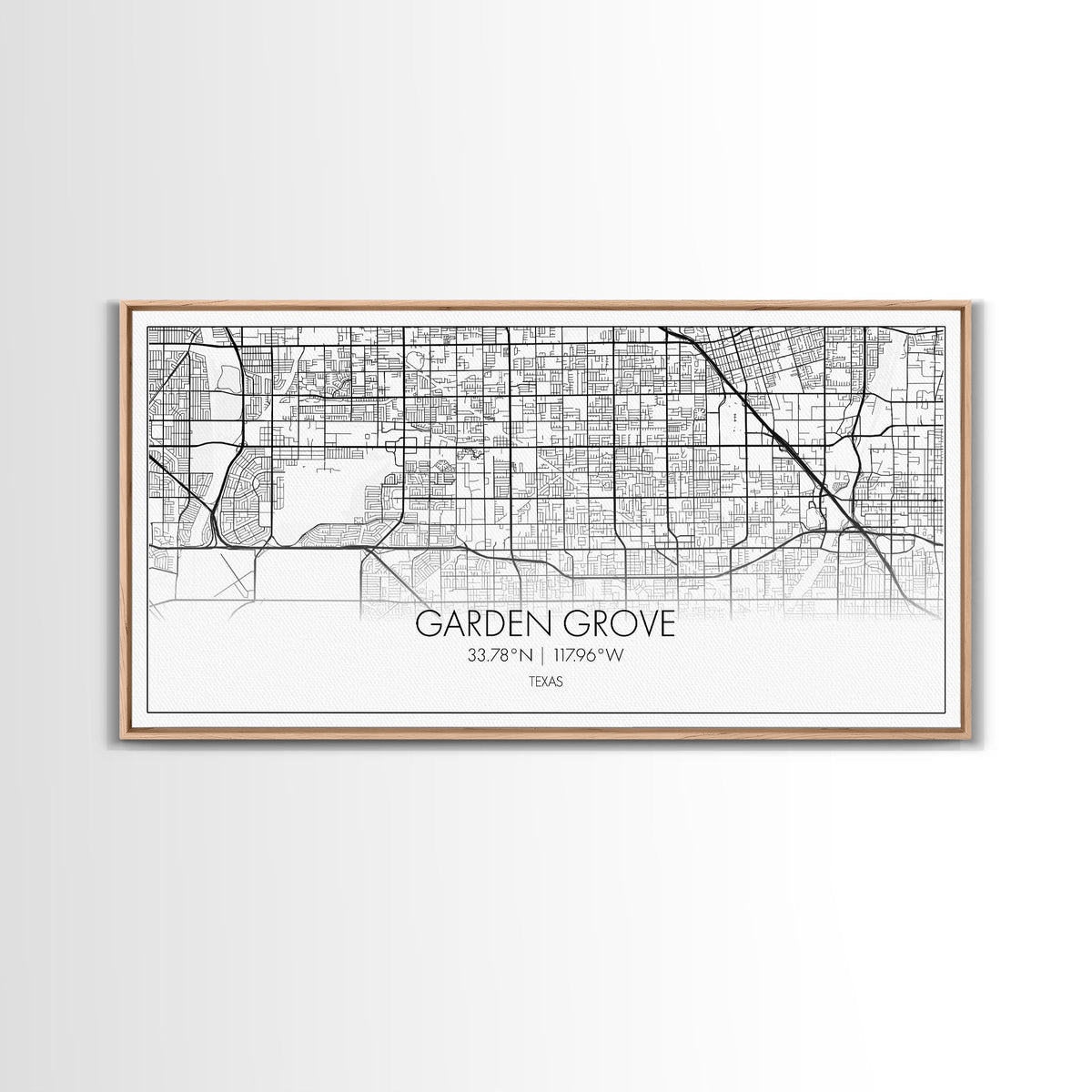 Garden Grove City Map, Texas Map, Map Art, Minimalist Art, Wall Art, C