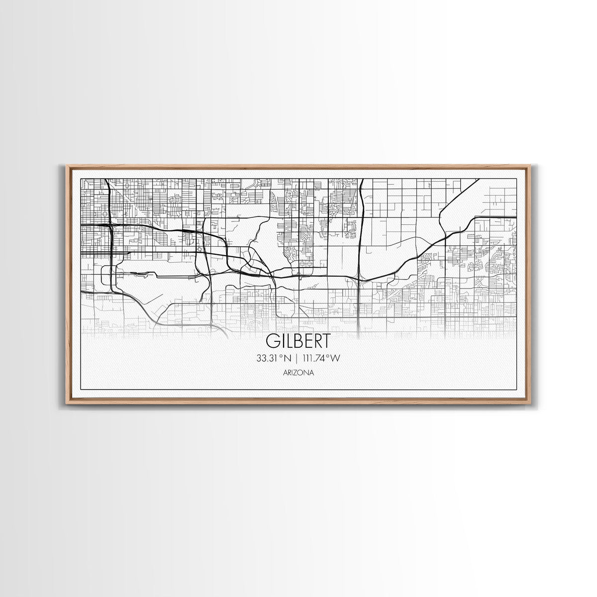 Gilbert City Map, Arizona Map, Map Art, Minimalist Art, Wall Art, Canv