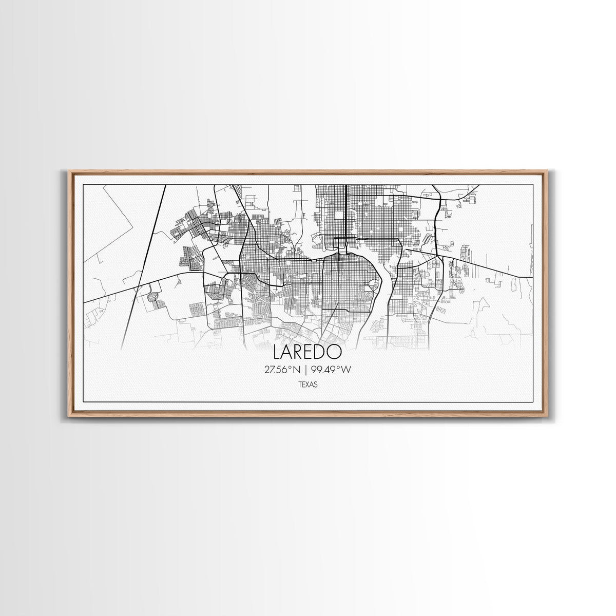 Laredo City Map, Texas Map, Map Art, Modern Art, Wall Art, Canvas Art,