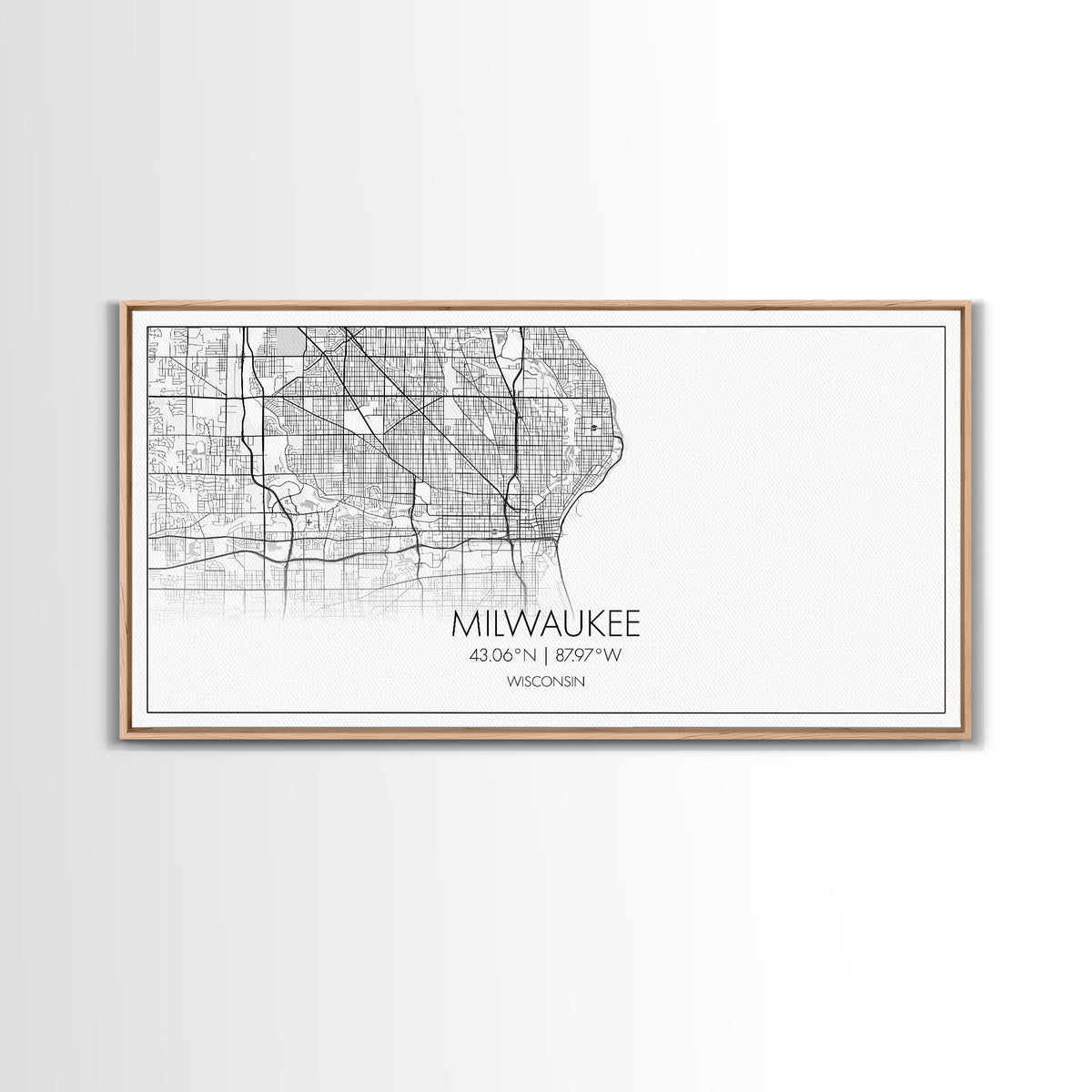 Milwaukee City Map, Wisconsin Map, Map Art, Minimalist Wall Art, Wall