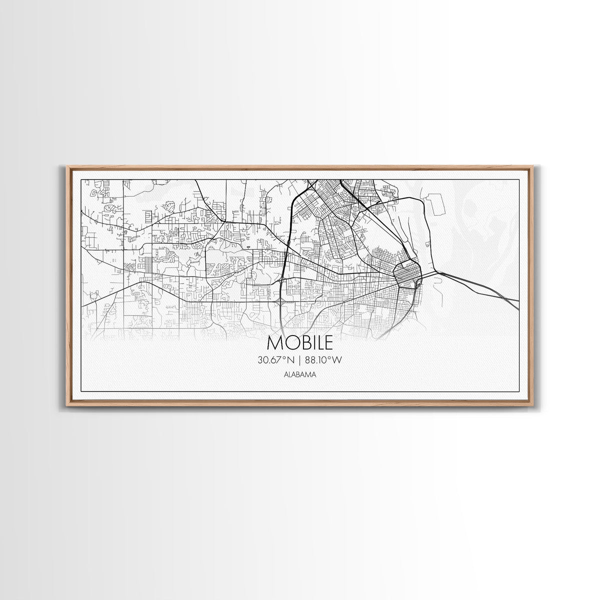 Mobile City Map, Alabama Map, Map Art, Minimalist Wall Art, Wall Art,