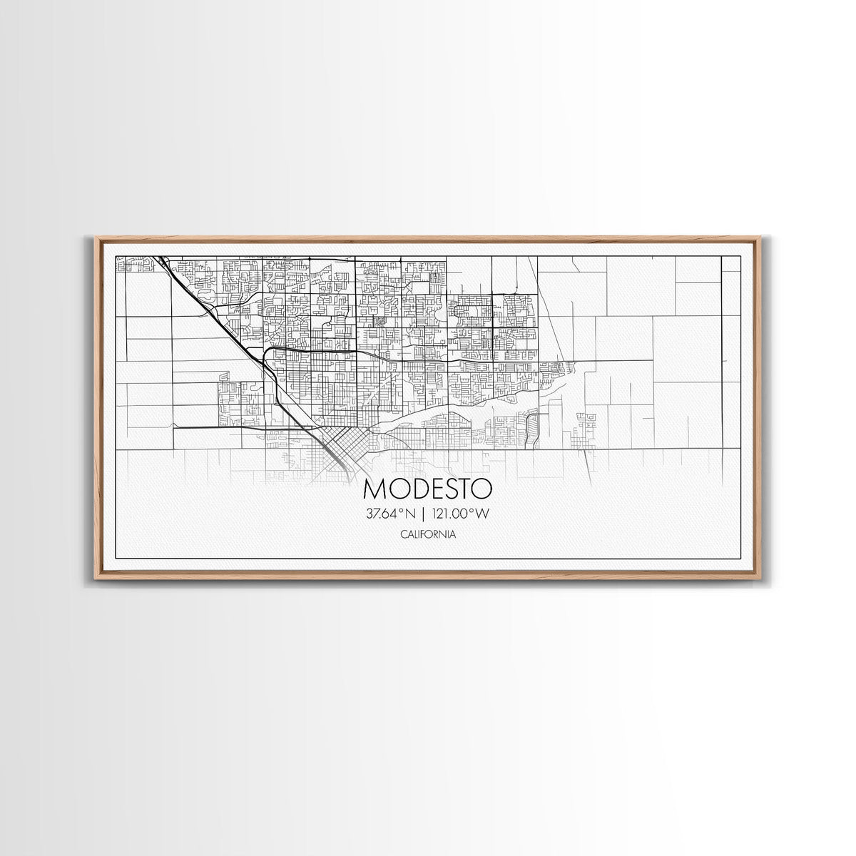Modesto City Map, California Map, Map Art, Minimalist Wall Art, Wall A