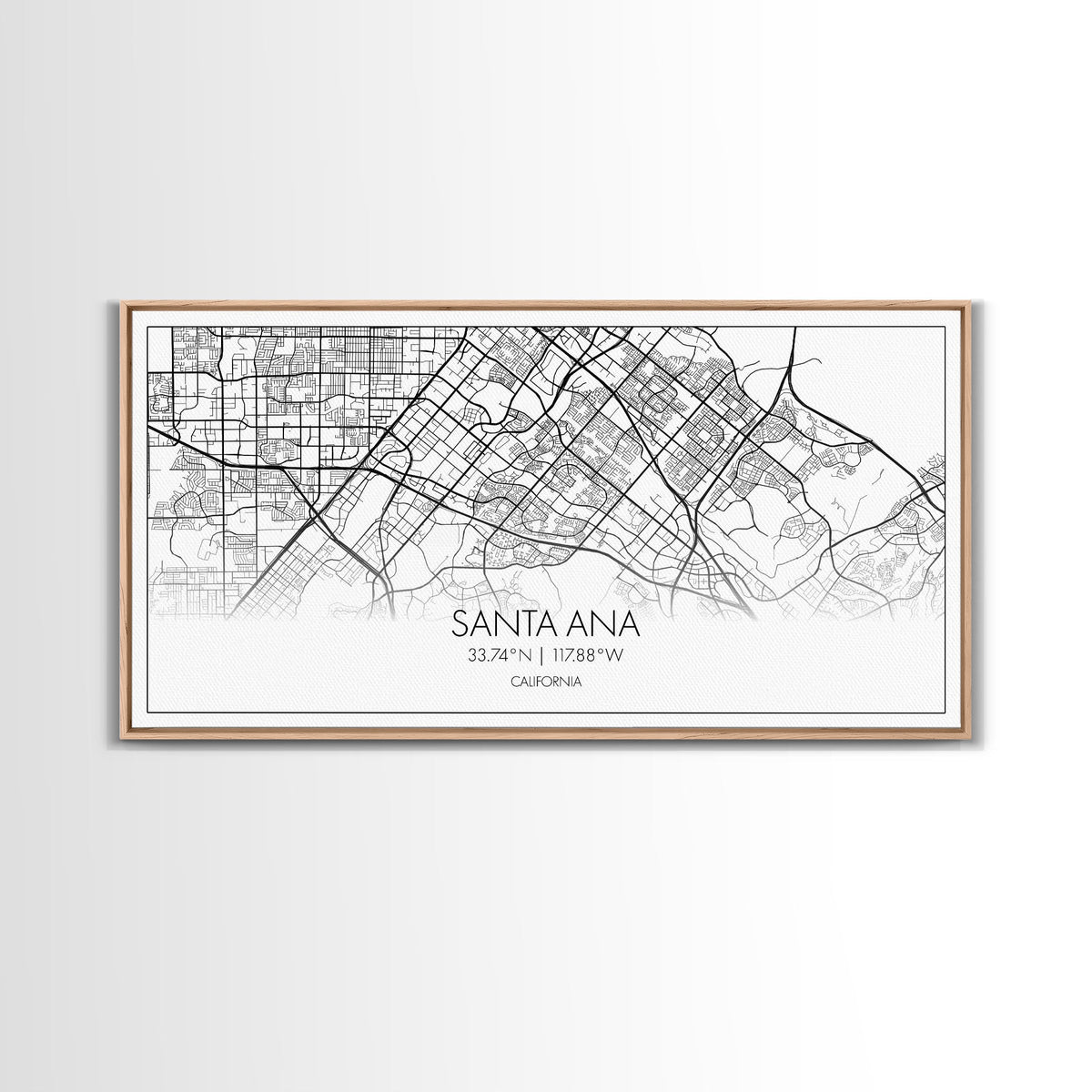Santa Ana City Map, California Art, Map Print, Modern Wall Art, Wall A