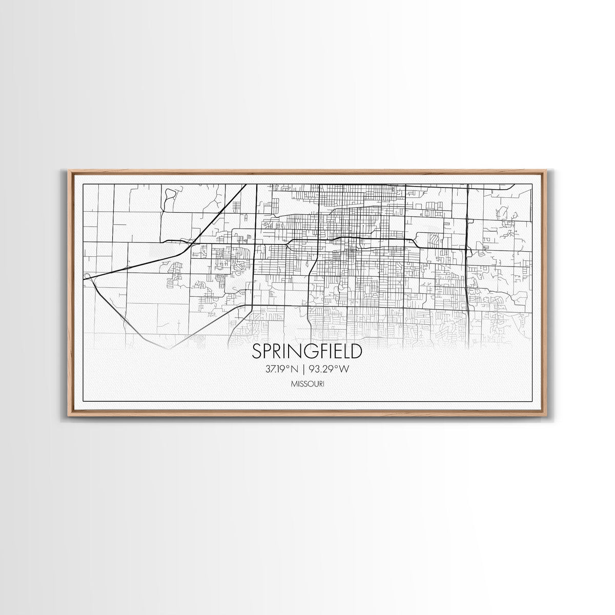Springfield City Map, Missouri Art, Map Print, Modern Wall Art, Wall A