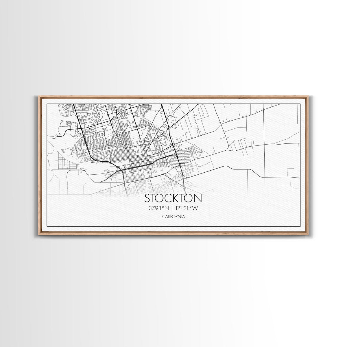 Stockton City Map, California Art, Map Print, Modern Wall Art, Wall Ar