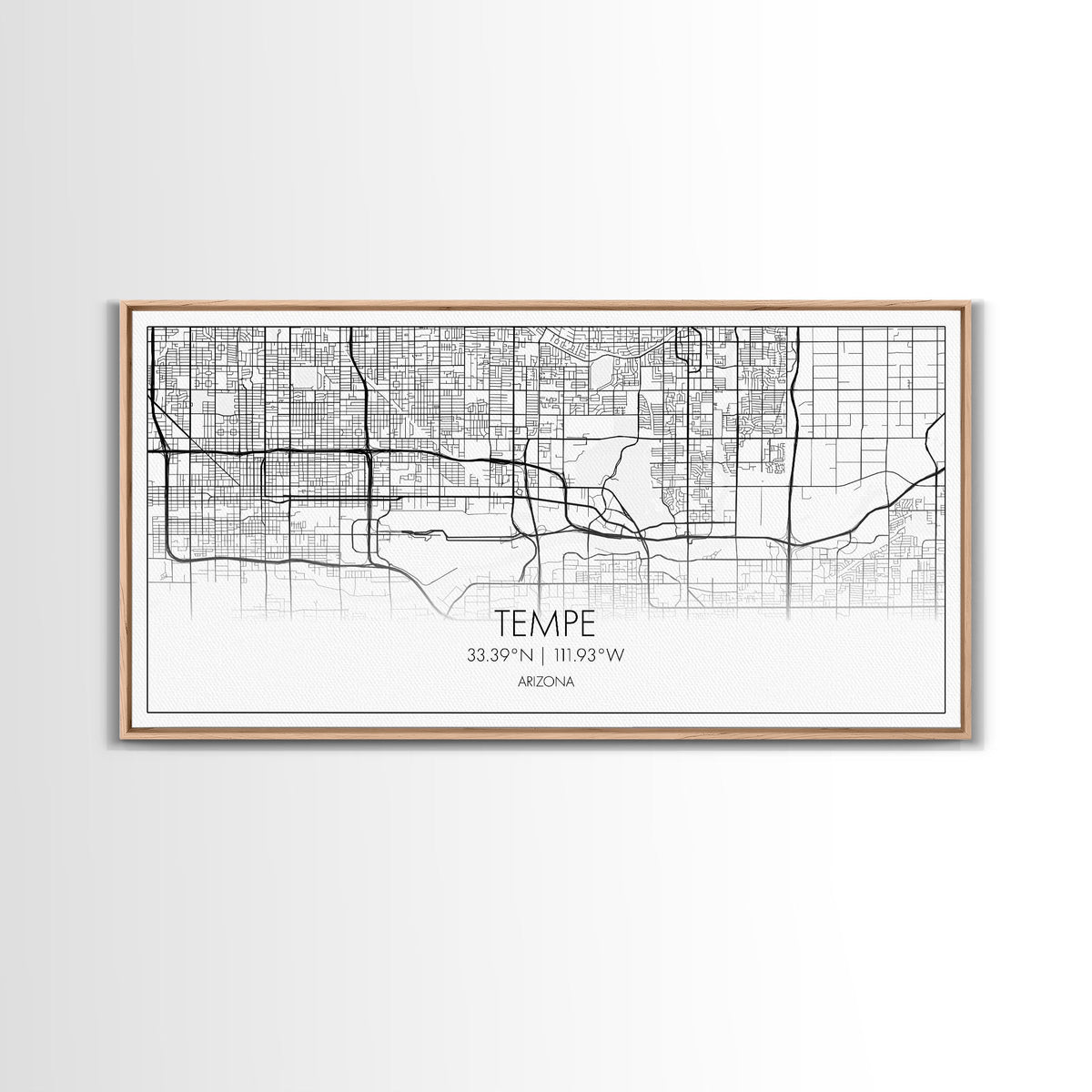 Tempe City Map, Arizona Art, Map Print, Modern Wall Art, Wall Art, Can