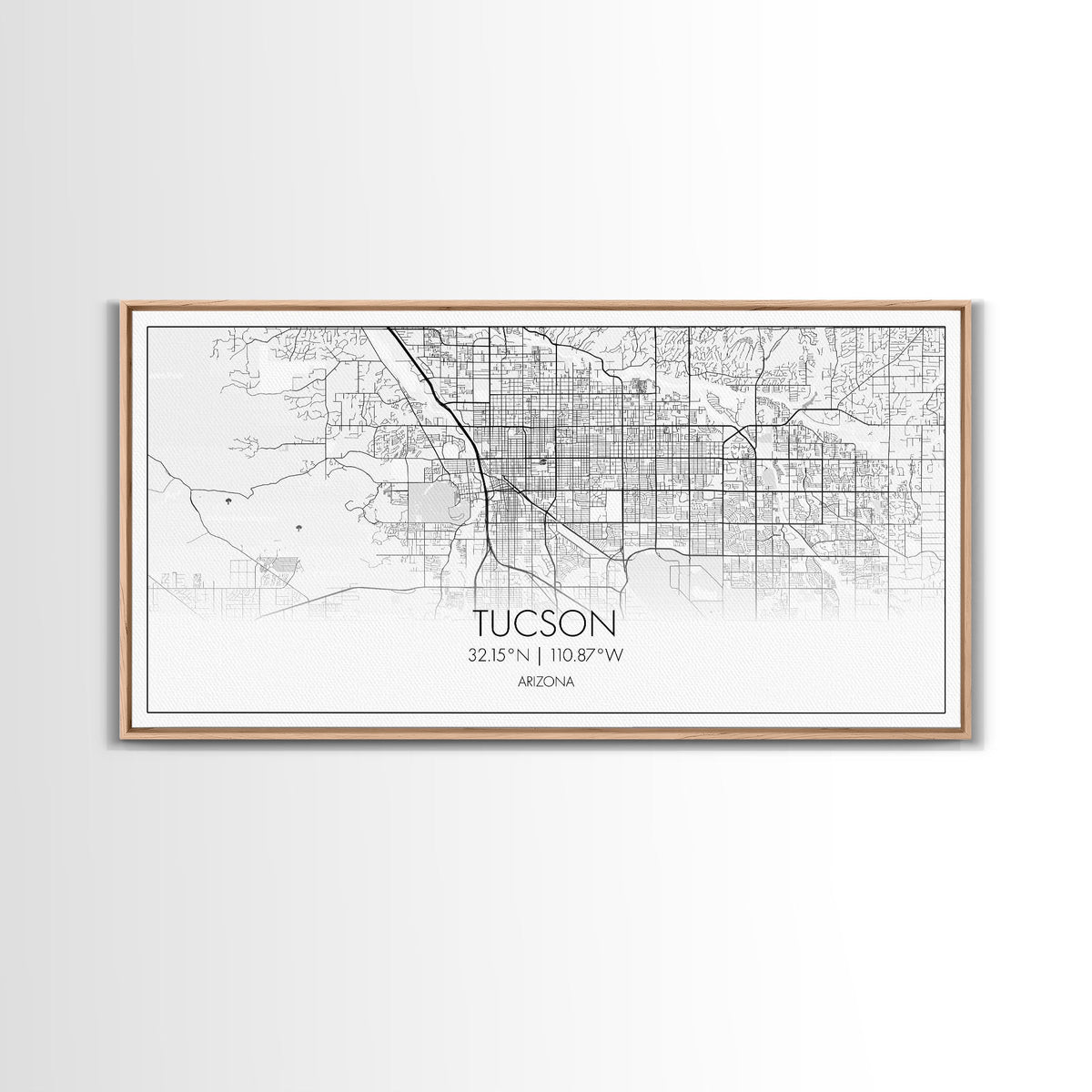 Tucson City Map, Arizona Art, Map Print, Modern Wall Art, Wall Art, Ca