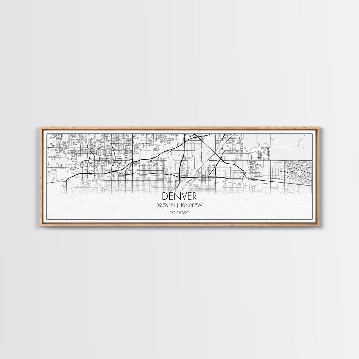Panoramic Denver City Map, Colorado Art, Map Print, Minimalist Wall Ar