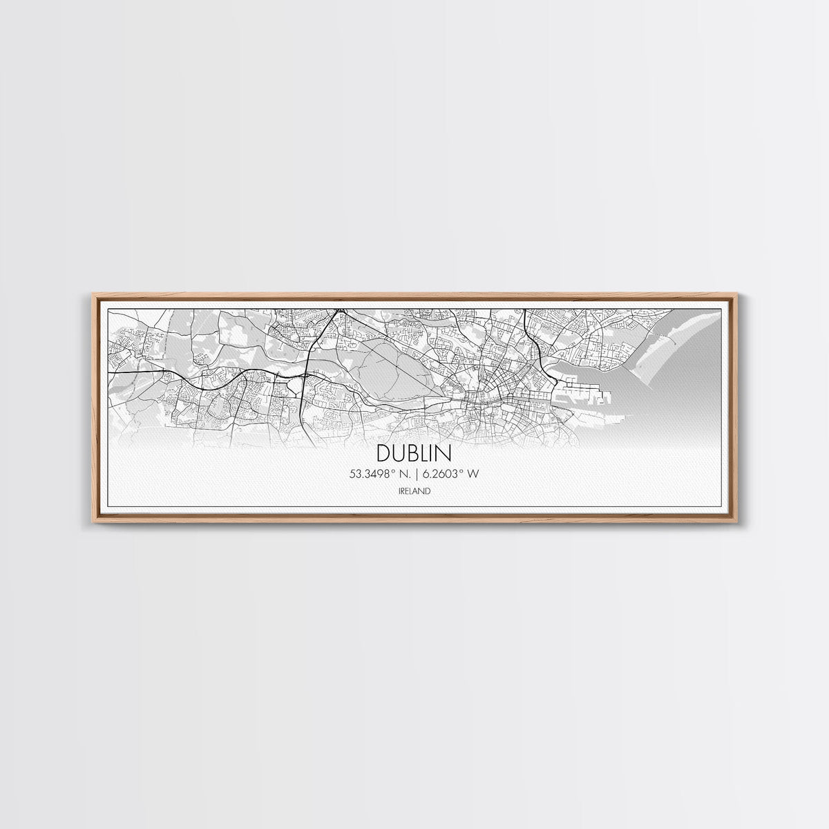 Panoramic Dublin City Map, Ireland Art, Map Print, Minimalist Wall Art
