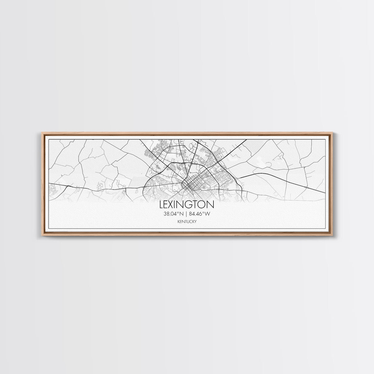 Panoramic Lexington City Map, Kentucky Art, Map Print, Minimalist Wall
