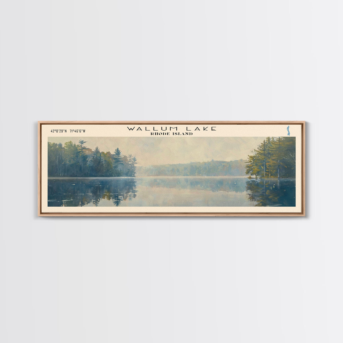 Wallum Lake Rhode Island Panoramic Wall Art, Framed Canvas Print, Lake
