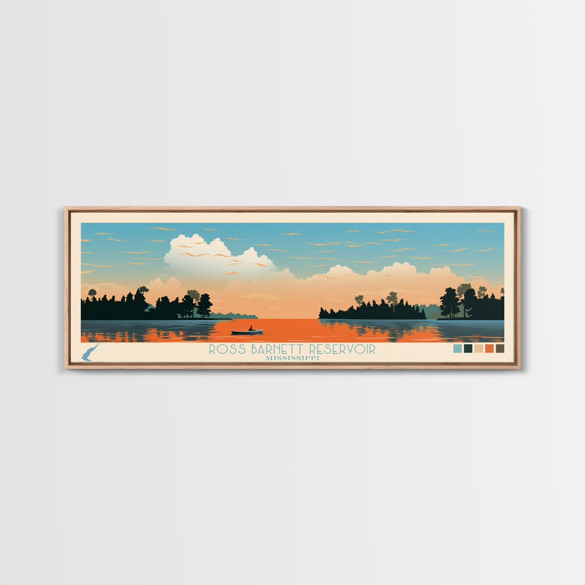 Ross Barnett Reservoir, Mississippi Framed Canvas Print, Panoramic Wal