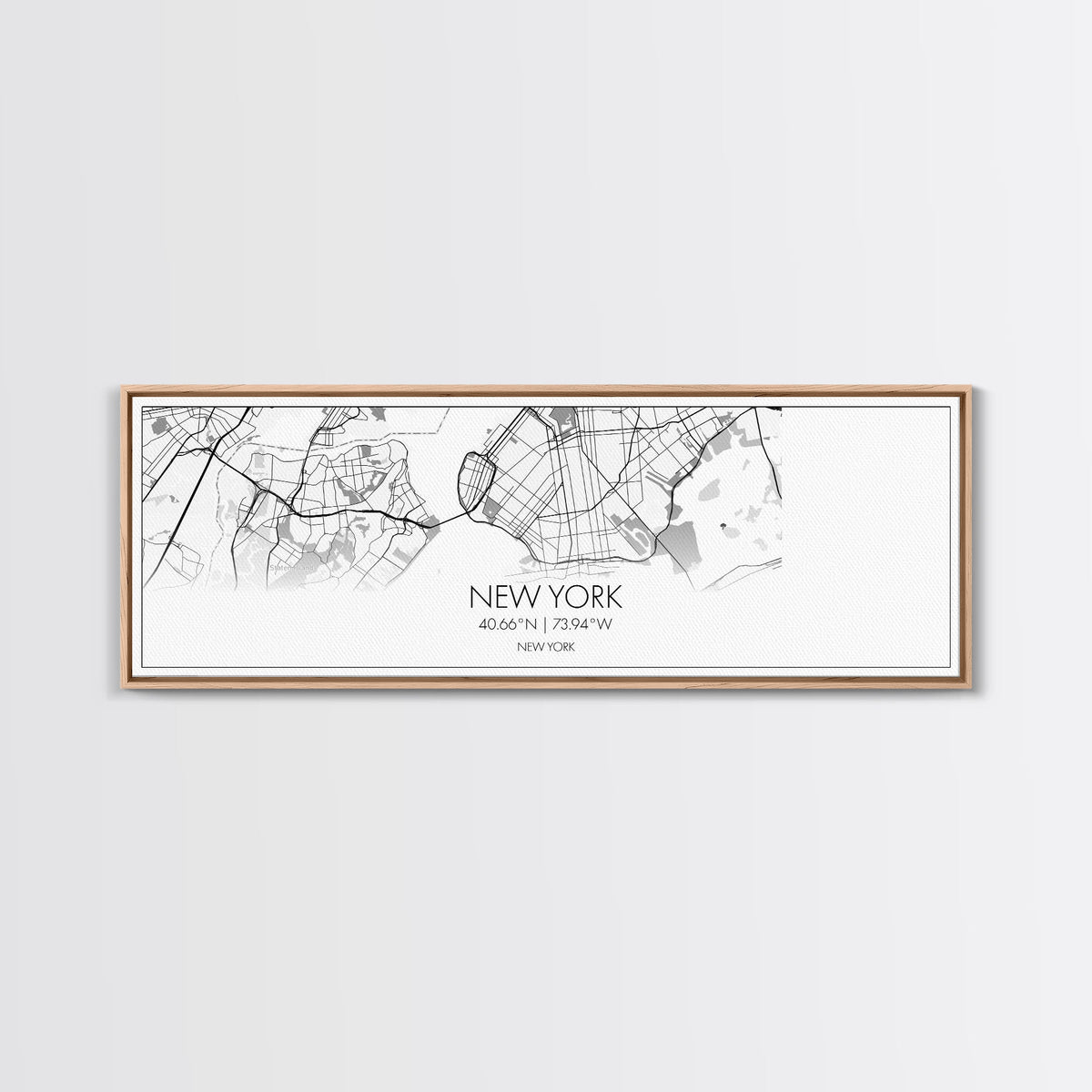 Panoramic New York City Map, New York Art, Map Print, Minimalist Wall