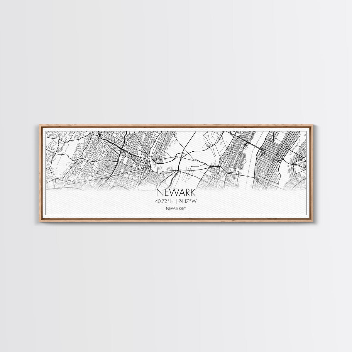Panoramic Newark City Map, New Jersey Art, Map Print, Minimalist Wall