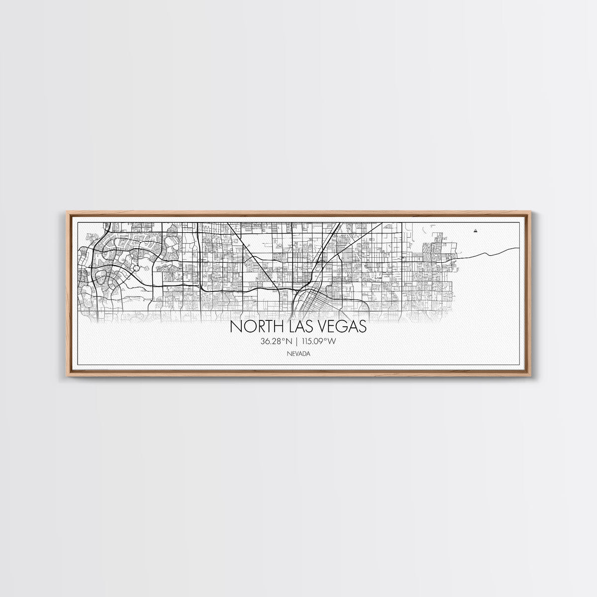 Panoramic North Las Vegas City Map, Nevada Art, Map Print, Minimalist