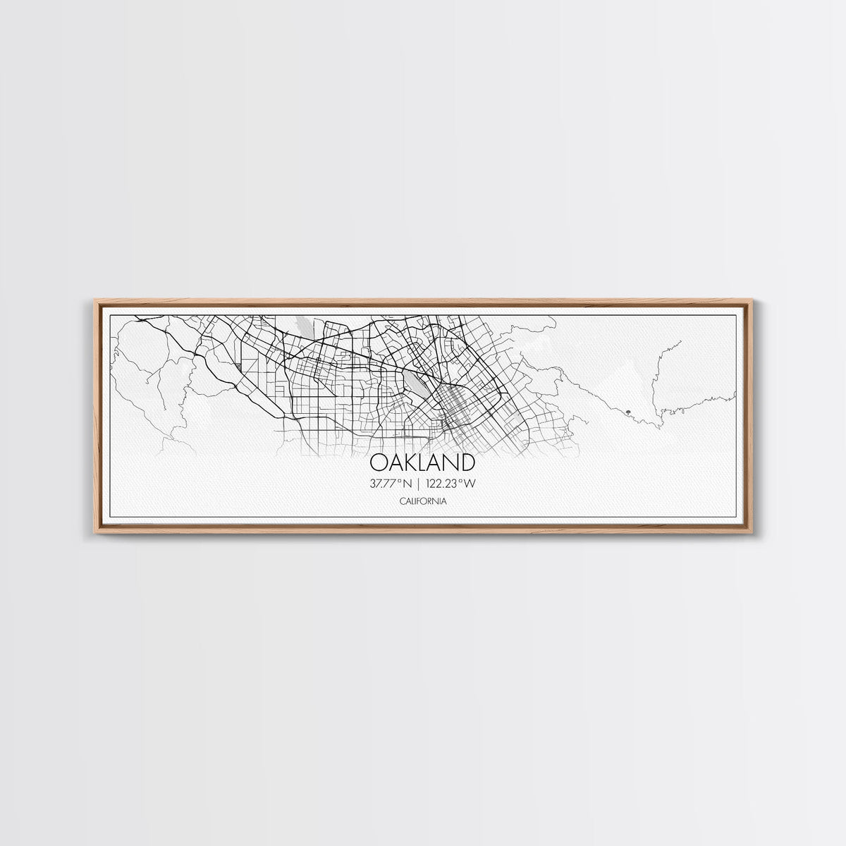 Panoramic Oakland City Map, California Art, Map Print, Minimalist Wall