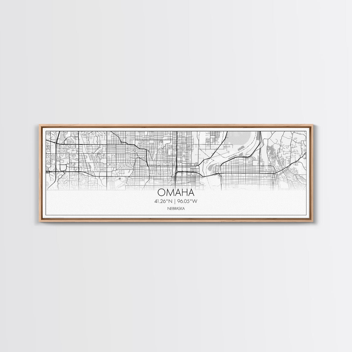 Panoramic Omaha City Map, Nebraska Art, Map Print, Minimalist Wall Art