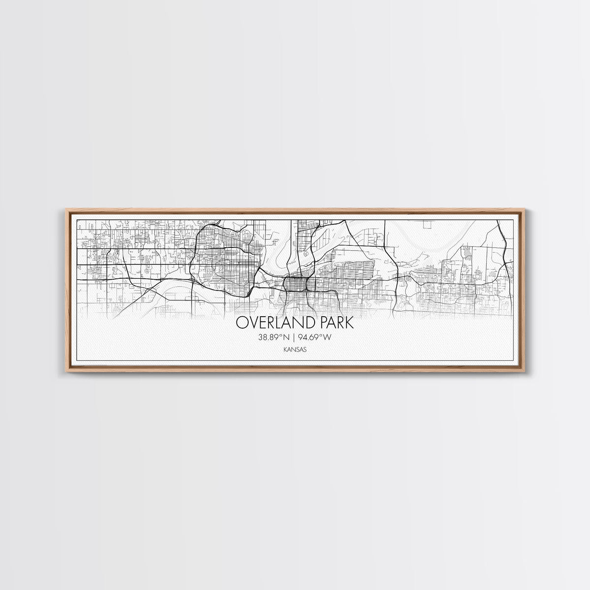 Panoramic Overland Park City Map, Kansas Art, Map Print, Minimalist Wa