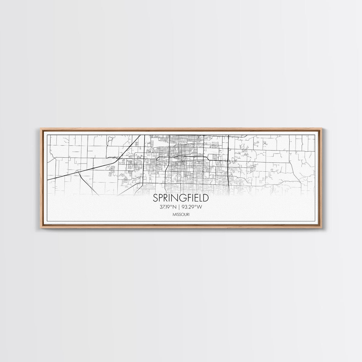 Panoramic Springfield City Map, Missouri Art, Map Print, Minimalist Wa