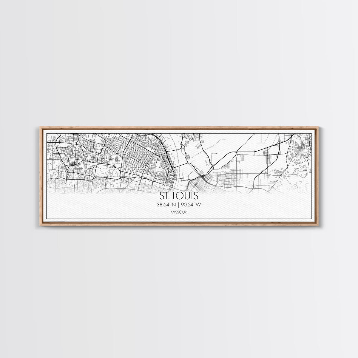 Panoramic St Louis City Map, Missouri Art, Map Print, Minimalist Wall