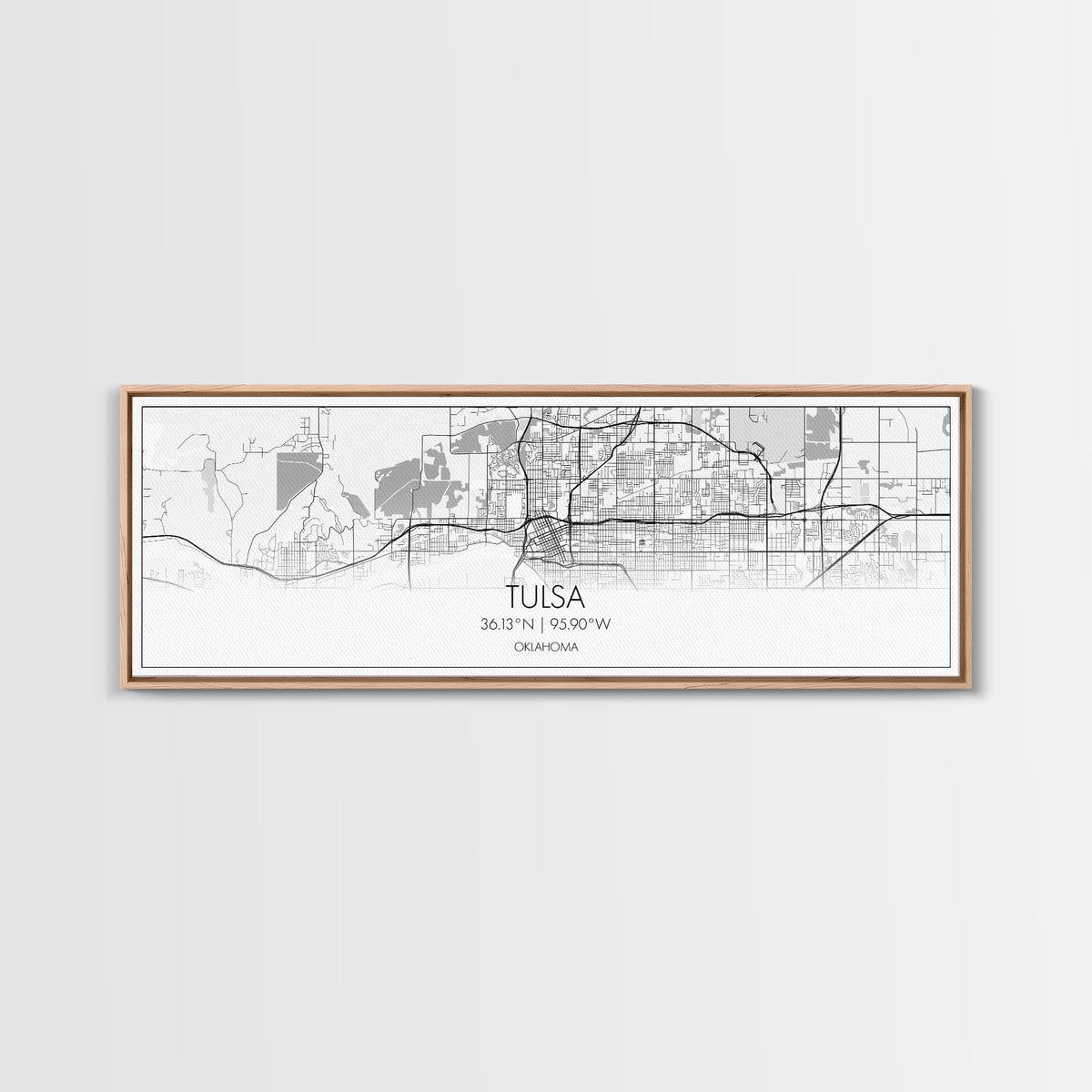 Panoramic Tulsa City Map, Oklahoma Art, Map Print, Minimalist Wall Art