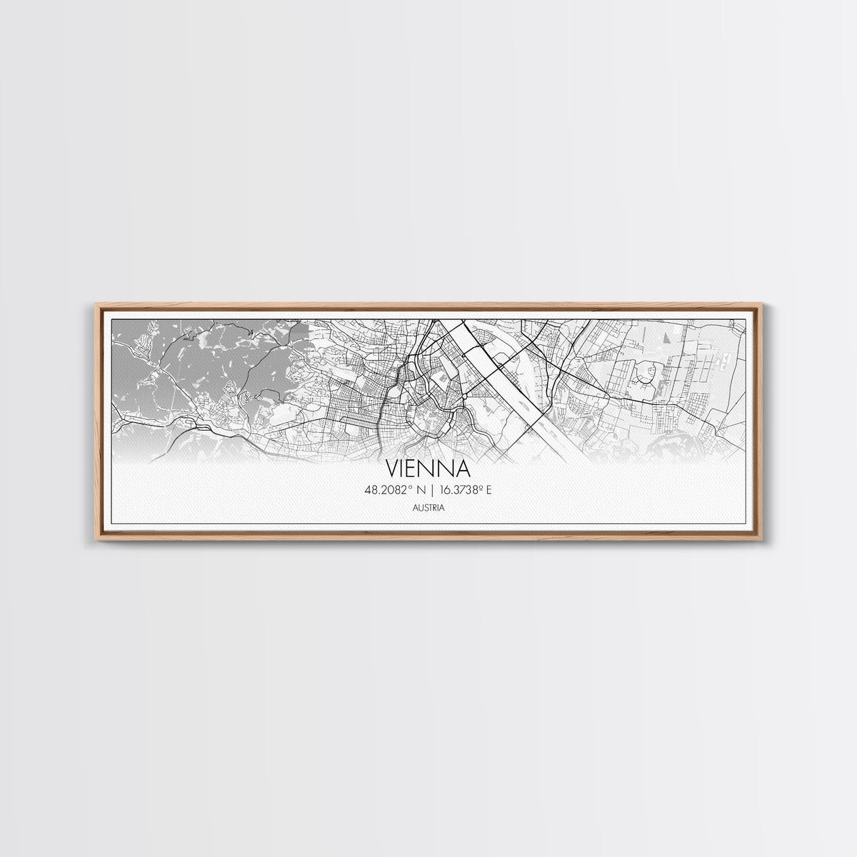 Panoramic Vienna City Map, Austria Art, Map Print, Minimalist Wall Art