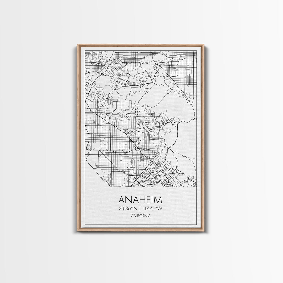 Anaheim Street Map, California Map, City Map Wall Decor, Travel Map, M
