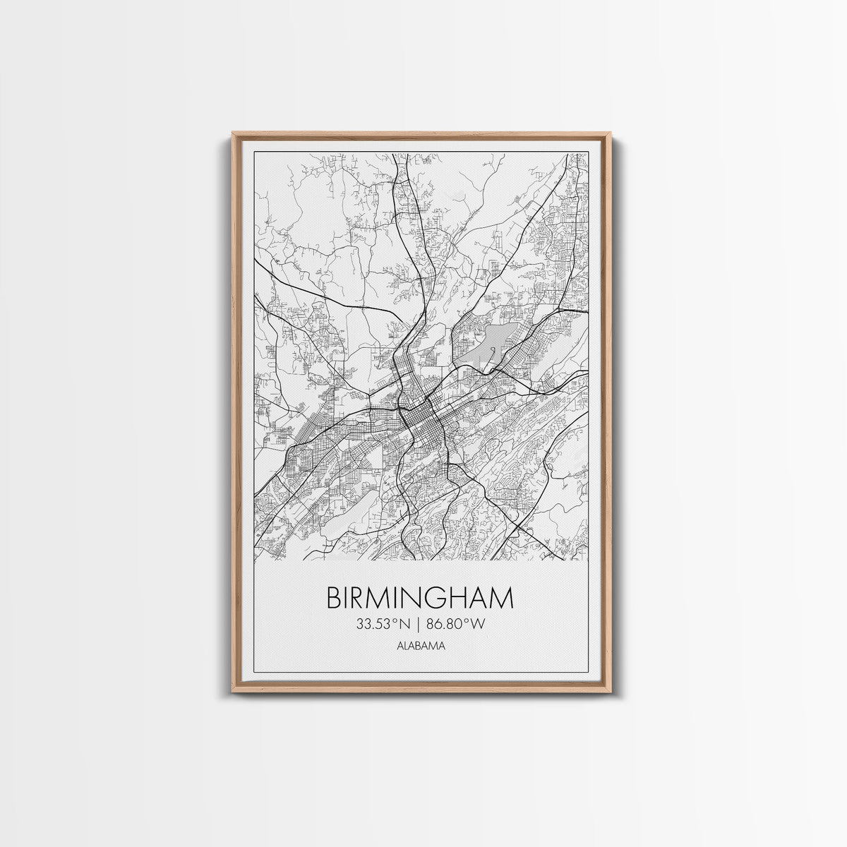 Birmingham Street Map, Alabama Map, City Map Art, Modern Art, Wall Art