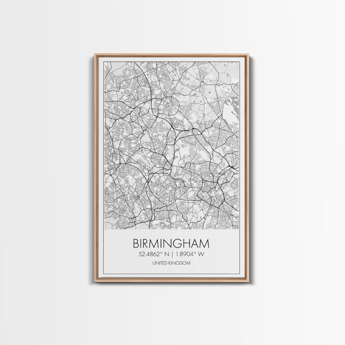 Birmingham Street Map, United Kingdom Map, City Map Art, Modern Art, W