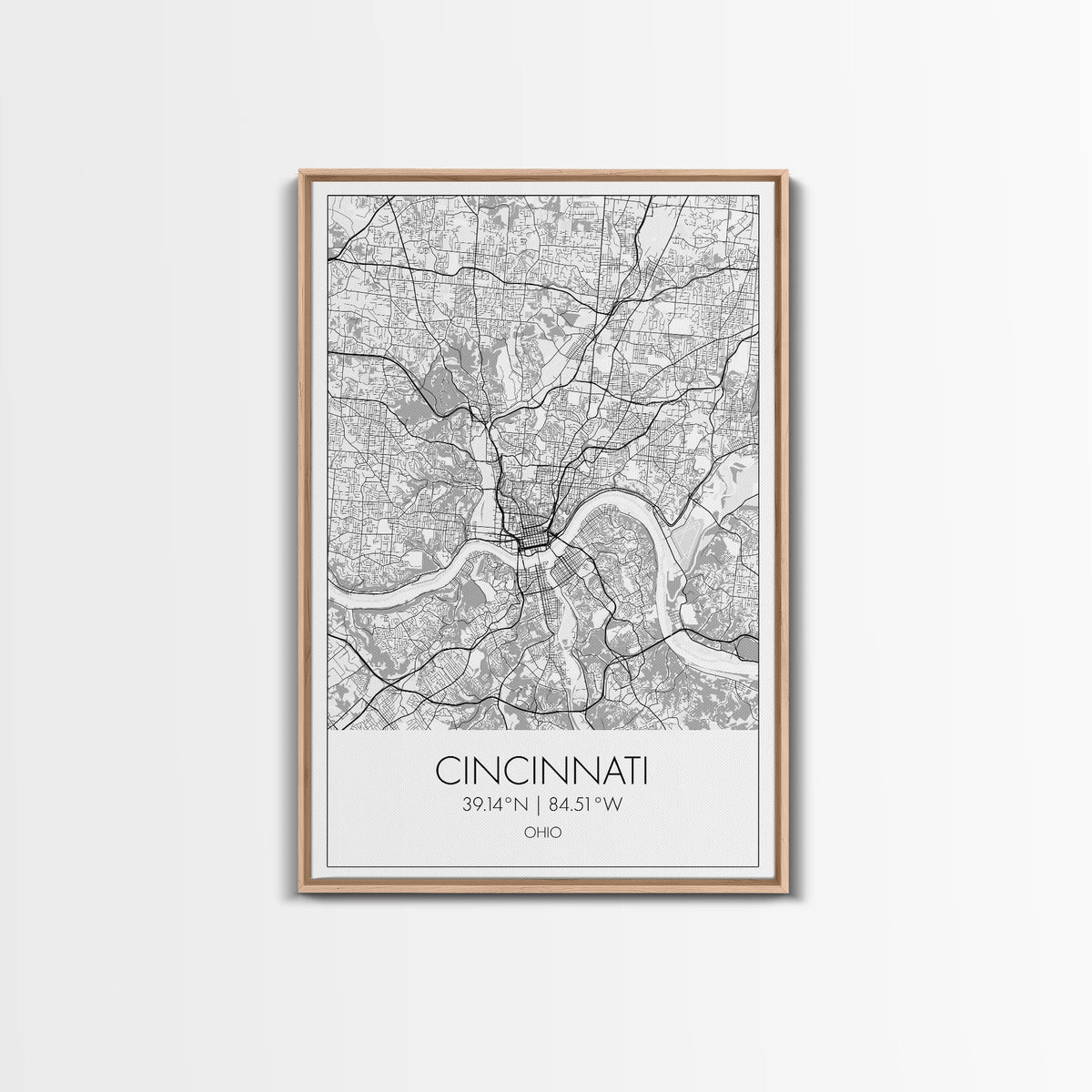 Cincinnati Street Map, Ohio Map, City Map Art, Minimalist Art, Wall Ar