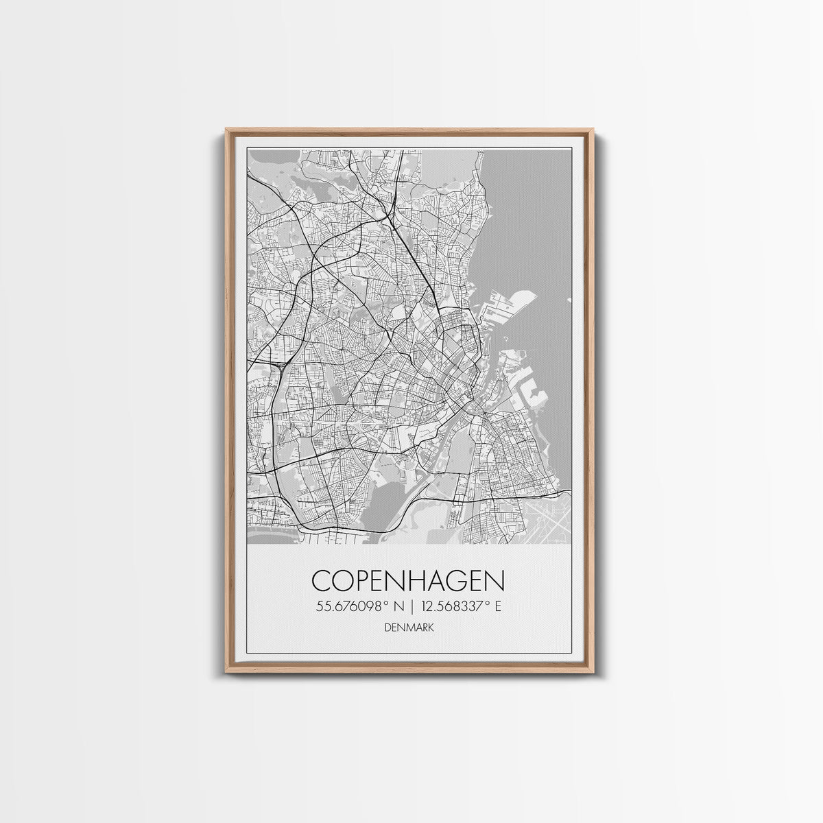 Copenhagen Street Map, Denmark Map, Europe City Map Art, Minimalist Ar