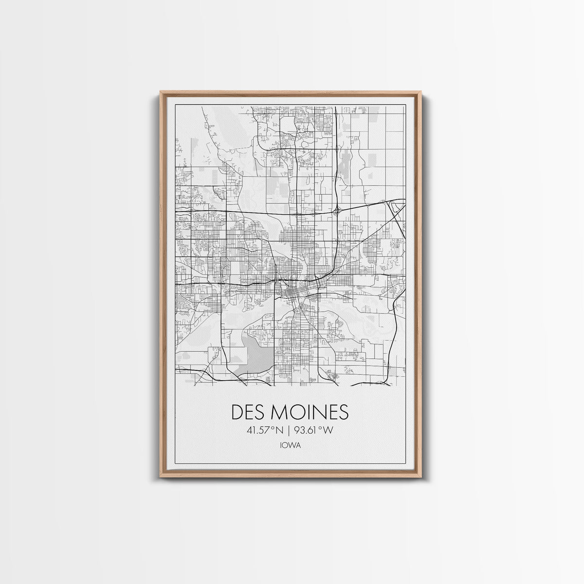 Des Moines Street Map, Iowa Map, City Map Art, Minimalist Art, Wall Ar