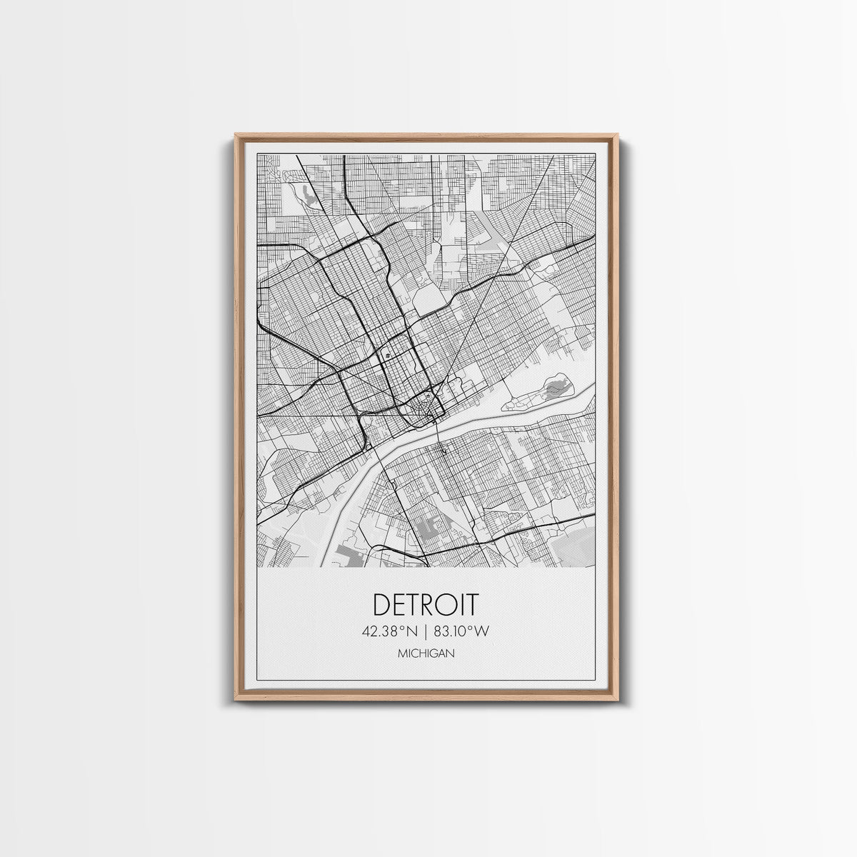 Detroit Street Map, Michigan Map, City Map Art, Minimalist Art, Wall A